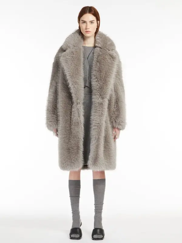 Max Mara Faux Fur Coat - Pearl Grey | Editorialist